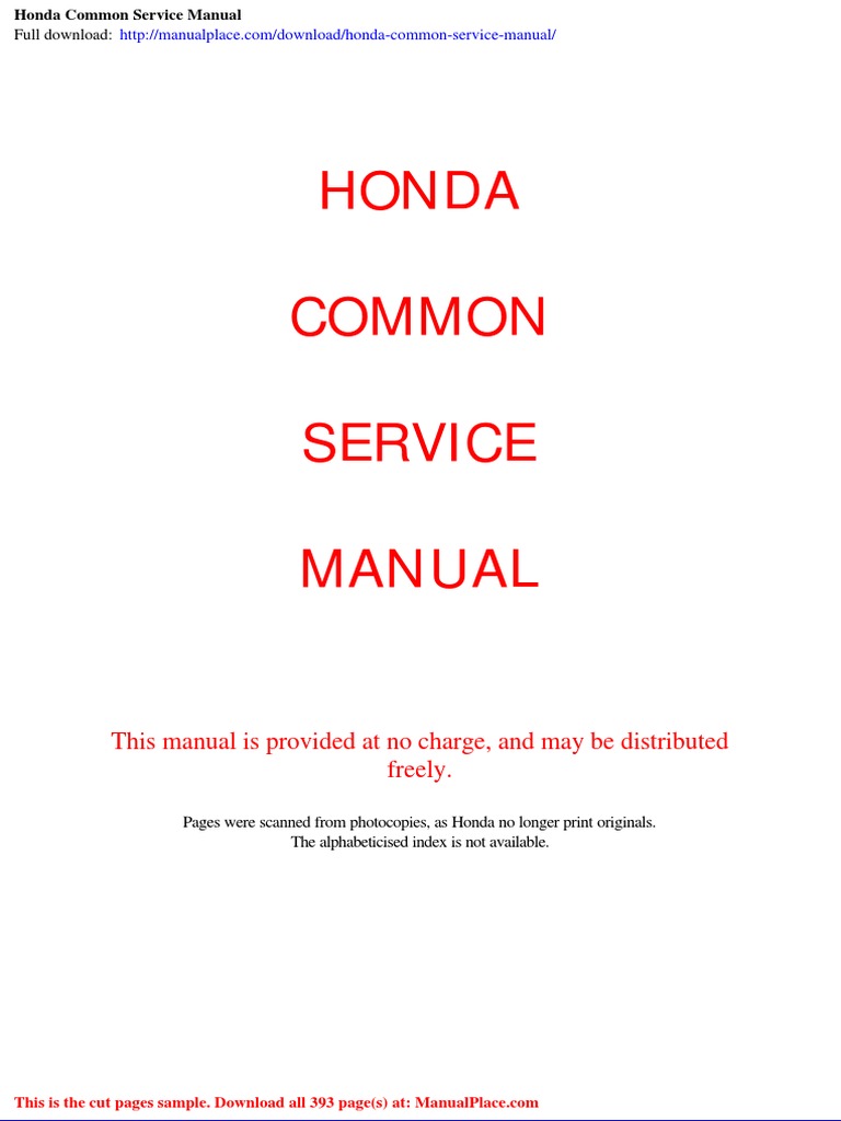 Honda Common Service Manual Download | PDF