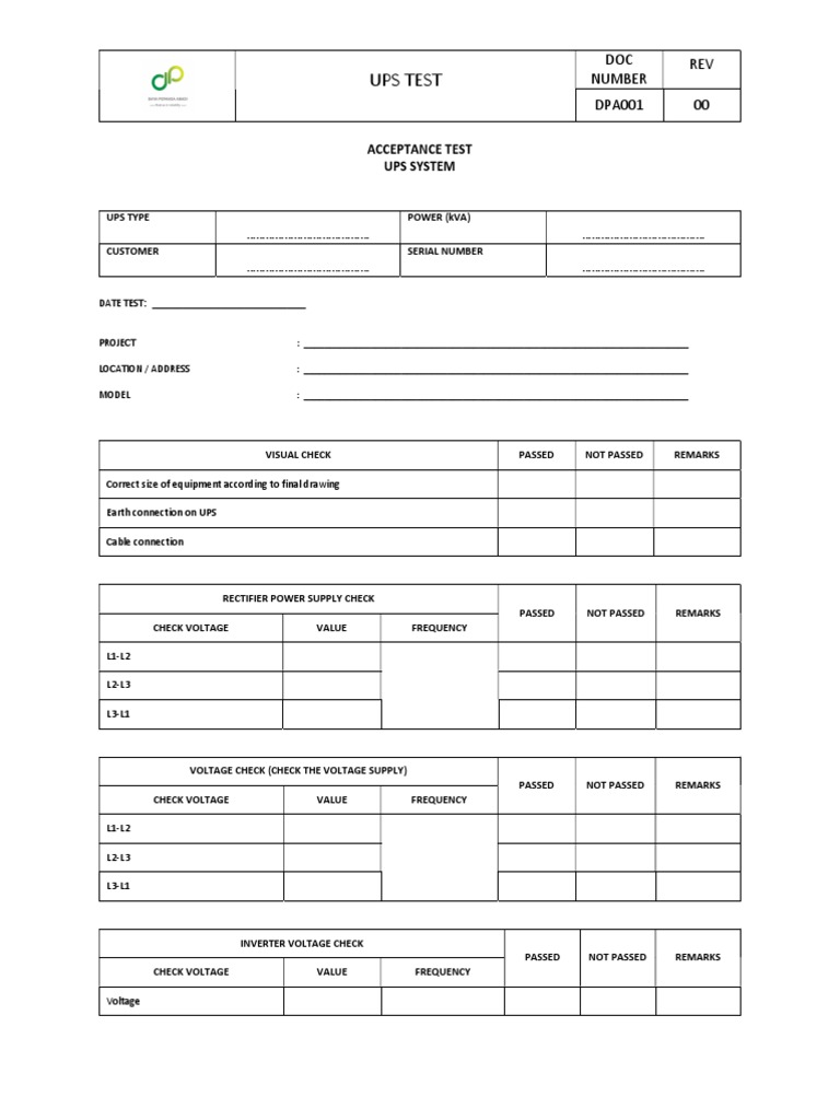 FAT Form | Download Free PDF | Power Supply | Power Inverter
