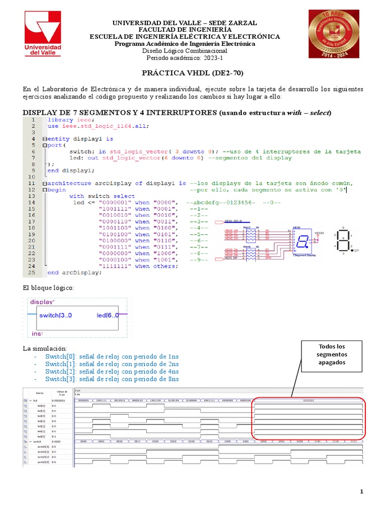 5. Práctica VHDL DE2-70 | PDF | Electrónica | Programa de computadora