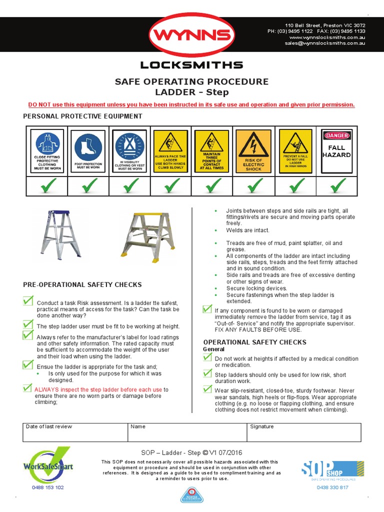Wynns SOP Ladder Step | PDF | Ladder | Manufactured Goods