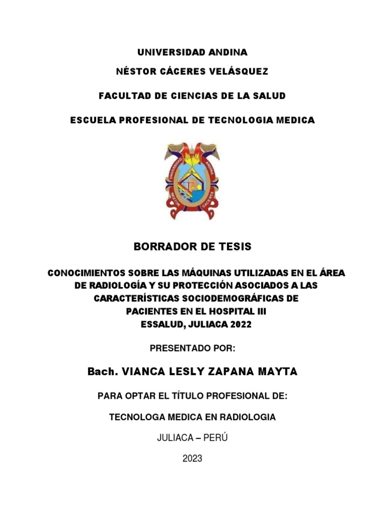 TESIS FINAL - Vianca Lesly Zapana Mayta | PDF | Electrón | Rayo X