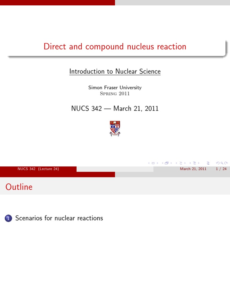 Difference Between Direct and Compound Reaction | PDF | Nuclear Reaction | Atomic Nucleus