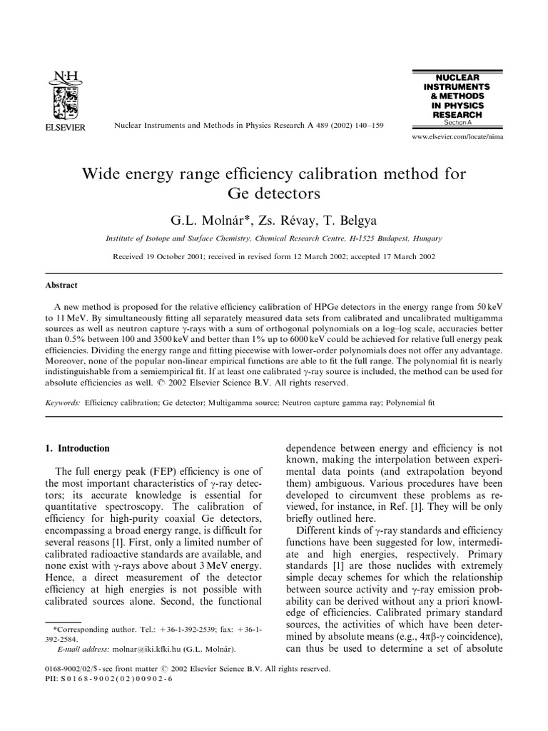 Wide Energy Range Efficiency Calibration Method For Ge Detectors | PDF | Neutron | Radioactive Decay