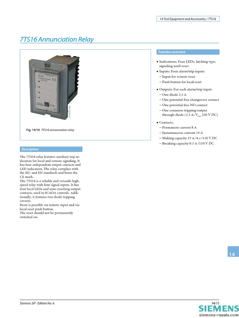 7ts16 Catalog Sip E6 | PDF | Relay | Mains Electricity