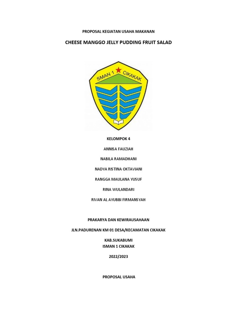 PROPOSAL USAHA Chese Manhggo Jelly Xii Mipa 5 | PDF
