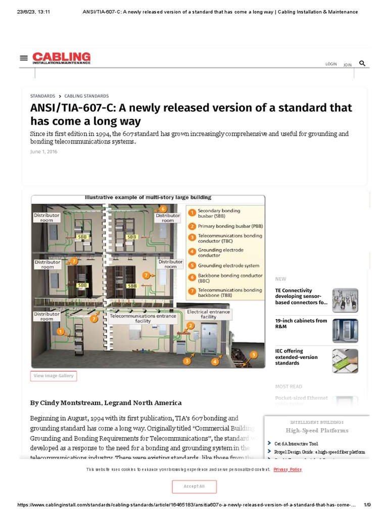 ANSI - TIA-607-C - A Newly Released Version of A Standard That Has Come A Long Way - Cabling ...