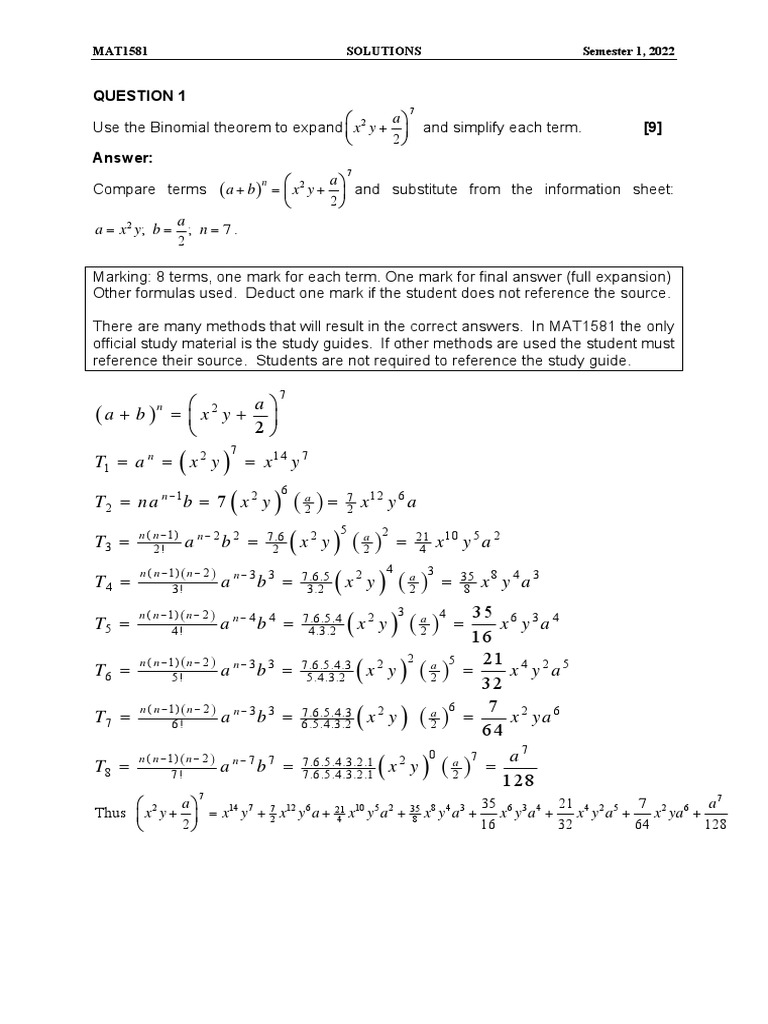 MAT1581 Assignment 1 - Solutions | PDF | Abstract Algebra | Mathematical Objects