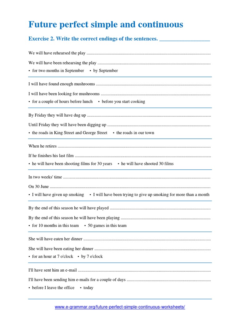 Future Perfect Simple Continuous Exercise 2 | PDF | Food And Drink | Cuisine