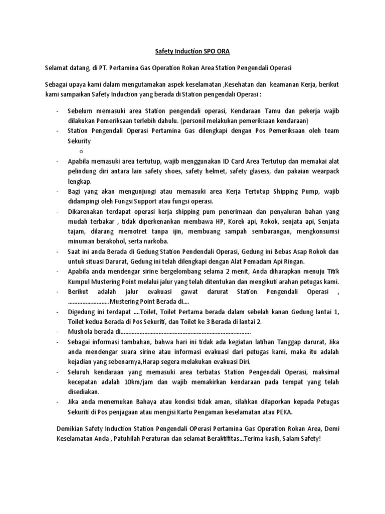 Safety Induction SPO ORA (ABB) | PDF