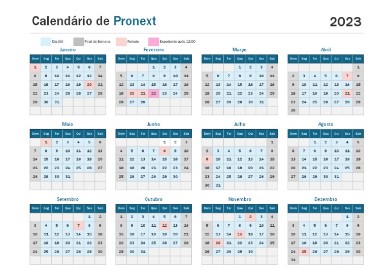 Calendário Pronext 2023 | PDF