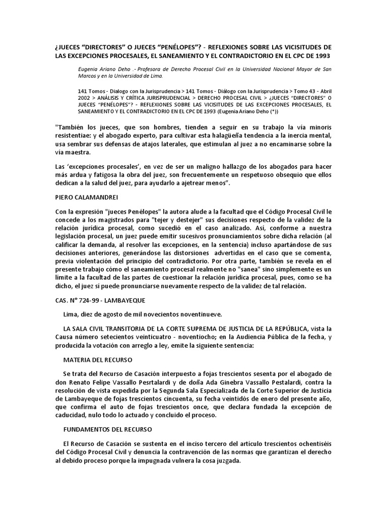 Ariano Deho Jueces Directores o Jueces Penélopes | PDF | Ley procesal ...