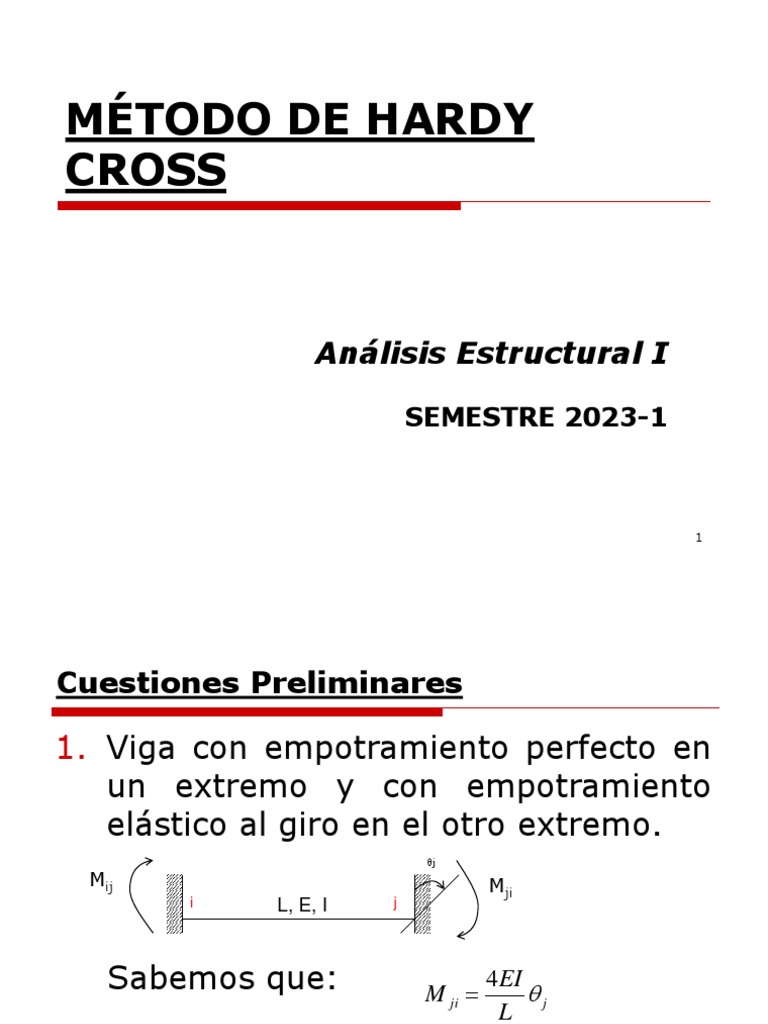 U 06 Metodo de Hardy Cross 2023 01 | PDF | Rigidez | Ingeniero civil