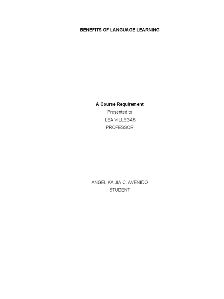 Benefits of Language Learning | PDF | Second Language Acquisition ...