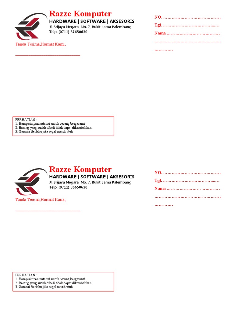 Nota Toko Komputer | PDF
