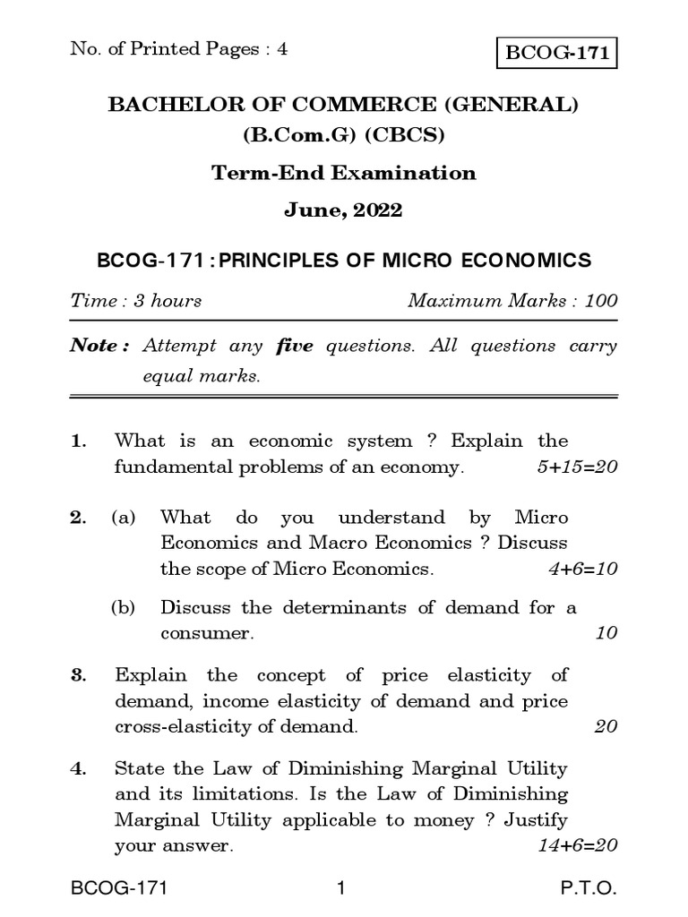 Bcog-171 June 2022 | PDF | Microeconomics | Economics