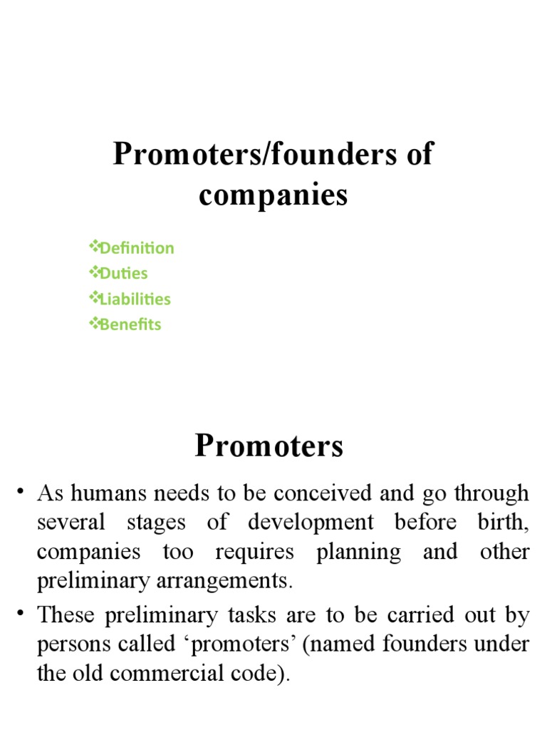 Promoters and Founders | PDF | Legal Liability | Fiduciary