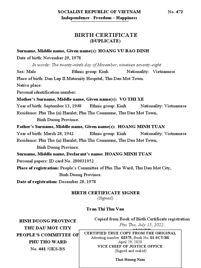 17.03.2023 Khai Sinh M I | PDF | Birth Certificate | Southeast Asia