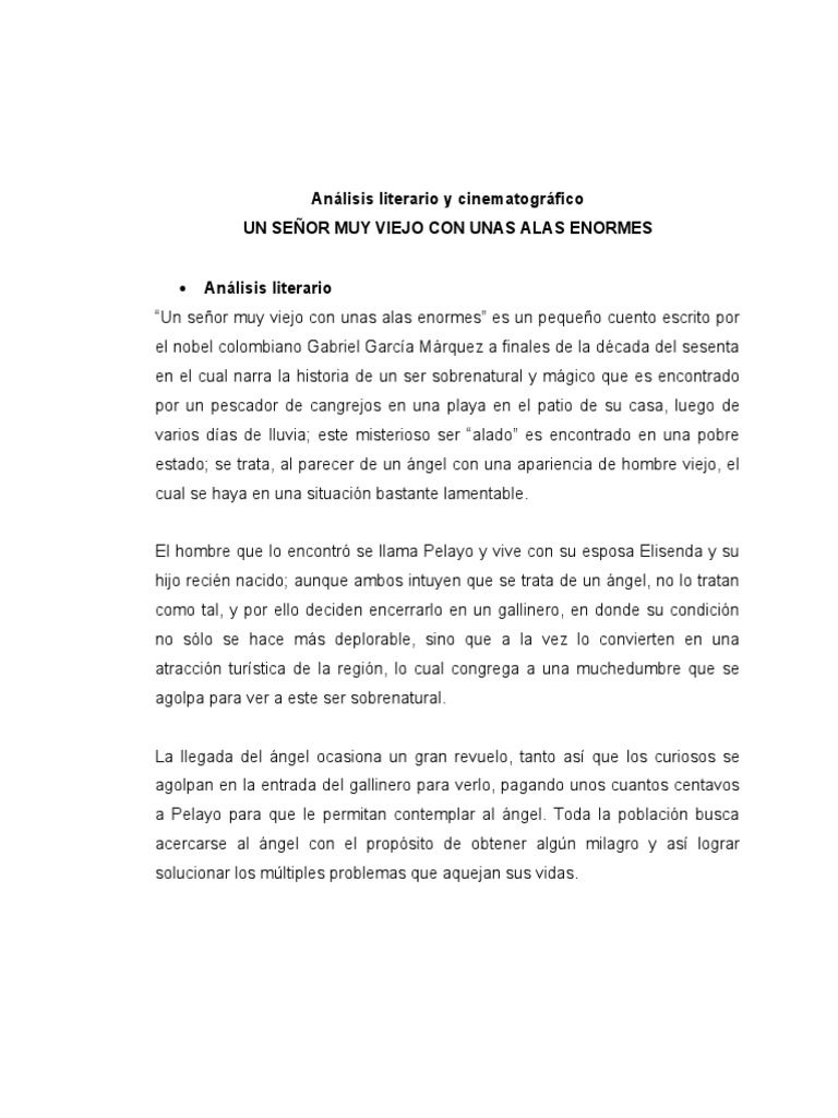 Análisis - UN SEÑOR MUY VIEJO CON UNAS ALAS ENORMES | PDF