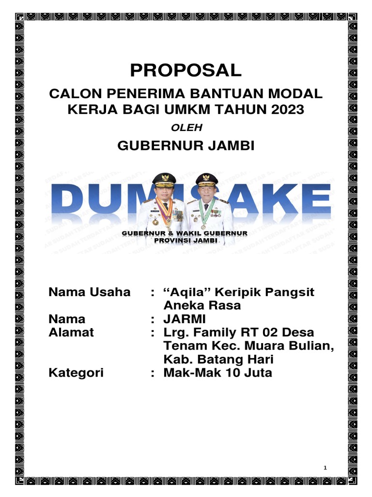 Proposal Bantuan Umkm | PDF