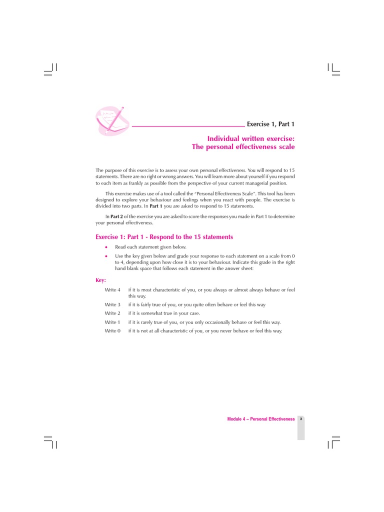 Personal Effectiveness Assessment Scale | PDF | Communication ...