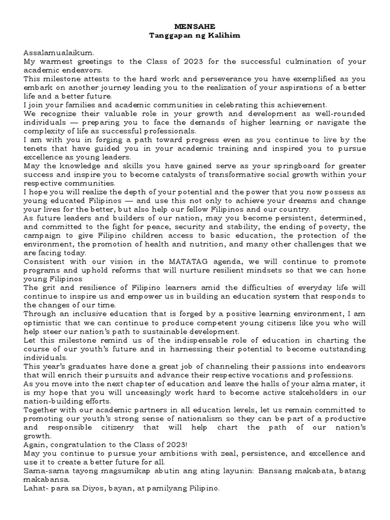 Deped Secretary Message | PDF