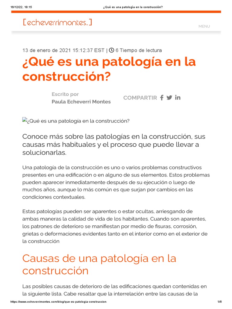 ¿Qué Es Una Patología en La Construcción | PDF | Suelo | edificio