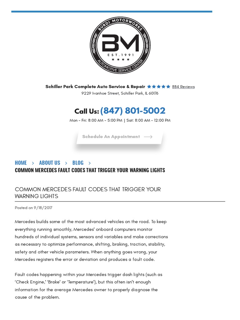 Common Mercedes Fault Codes Explained | PDF | Clutch | Switch