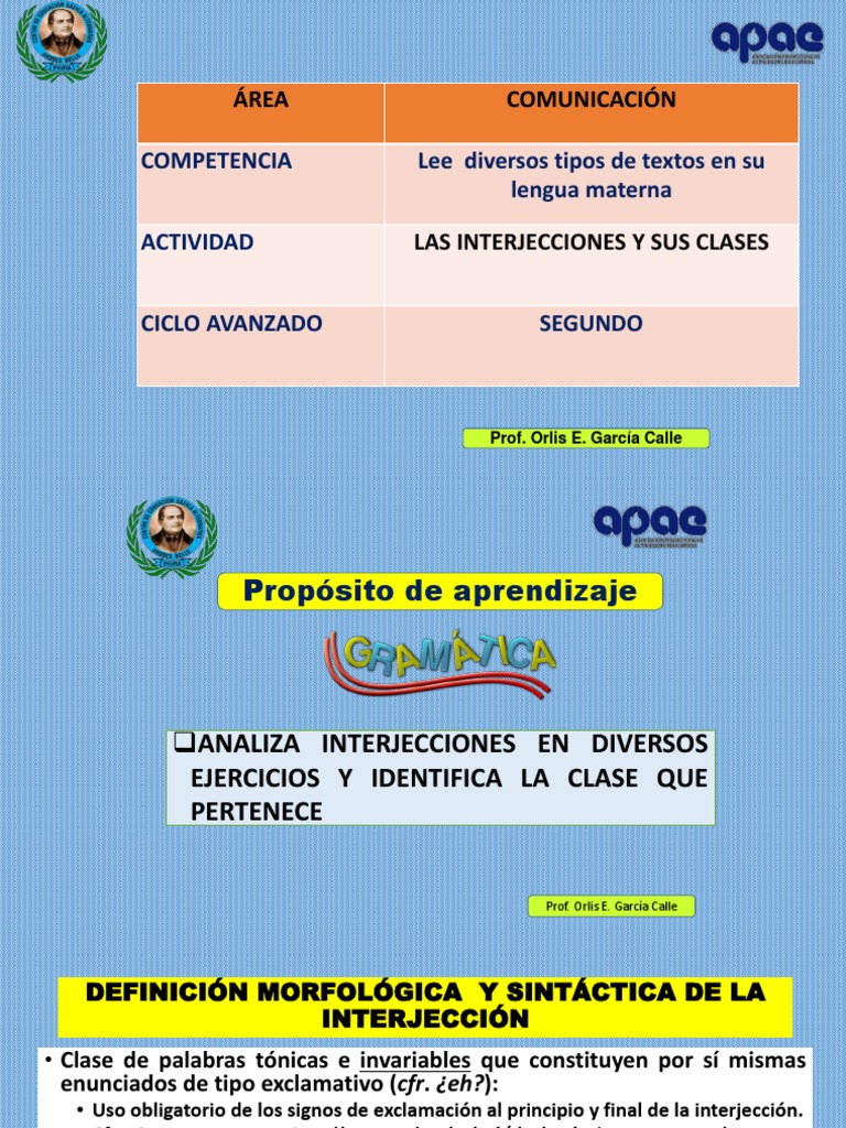 La Interjeccion y Sus Clases | PDF | Palabra | Lingüística