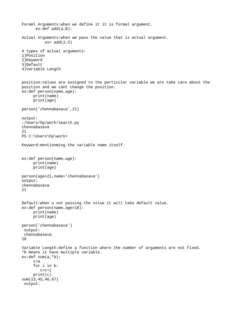 Understanding Formal and Actual Arguments | PDF | Computers