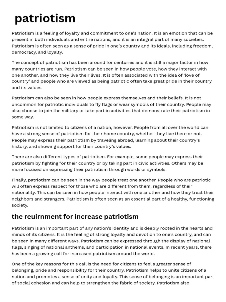 Patriotism | PDF | Patriotism | Common Good