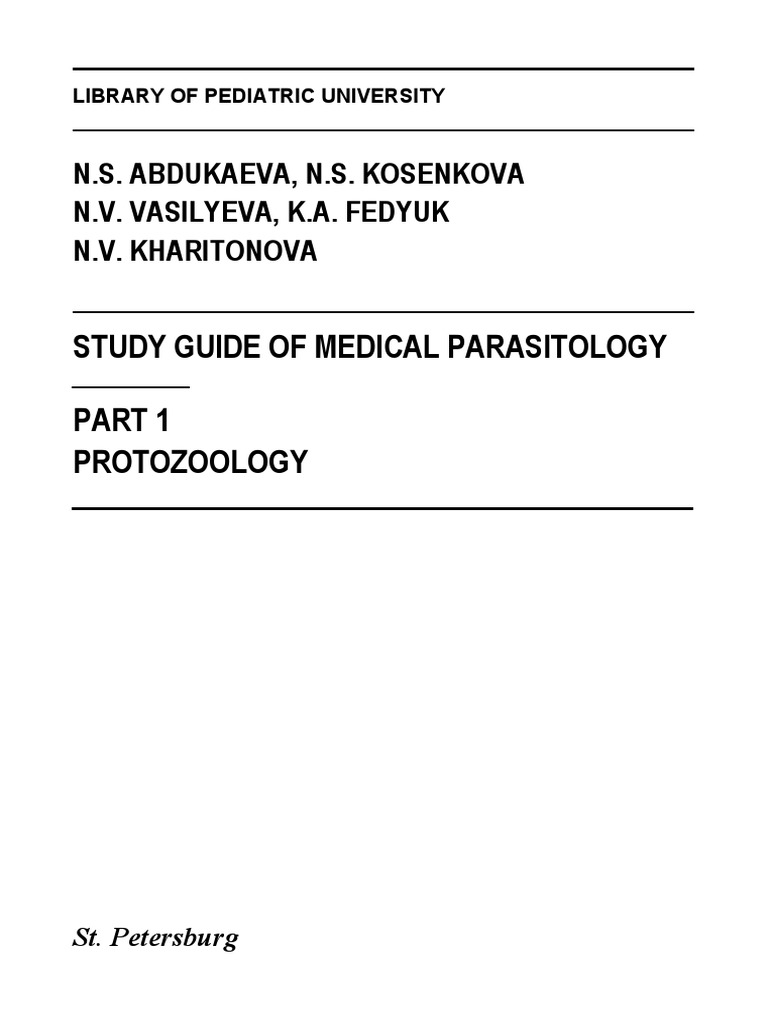 Study Guide of Medical Parasitology, Part 1. Protozoology | PDF ...
