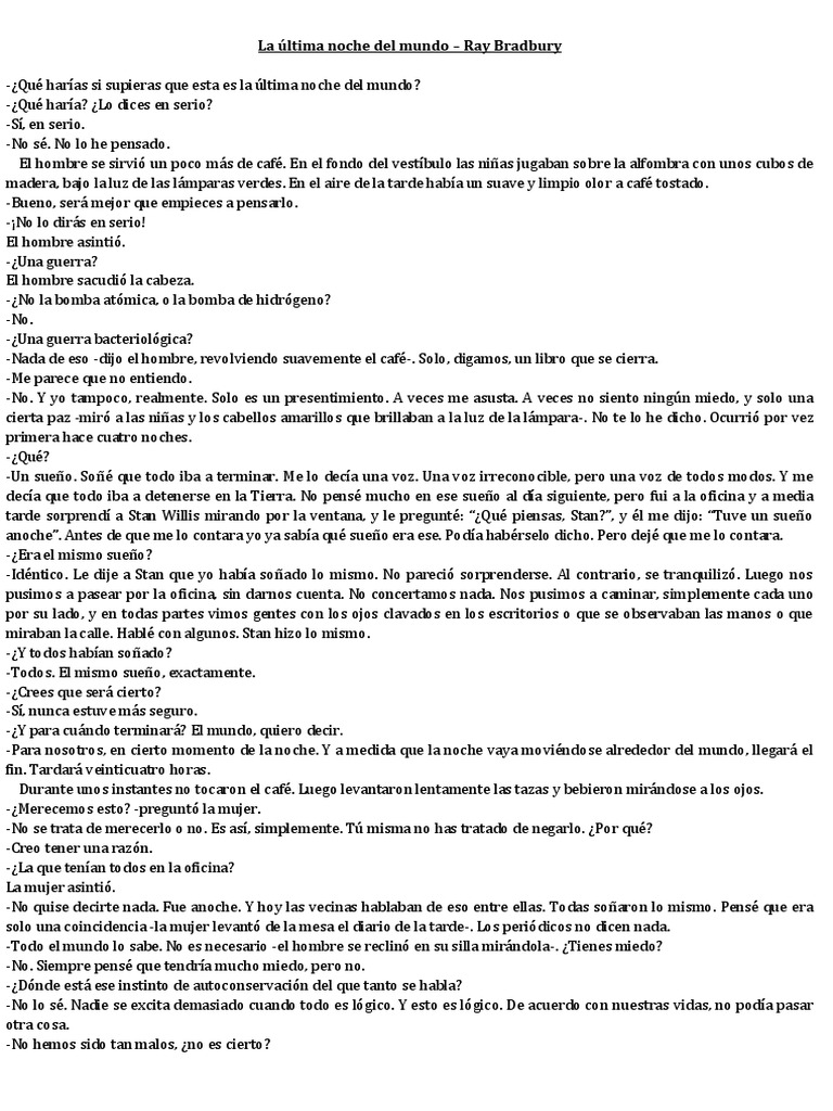 La última noche del mundo - Ray Bradbury | PDF
