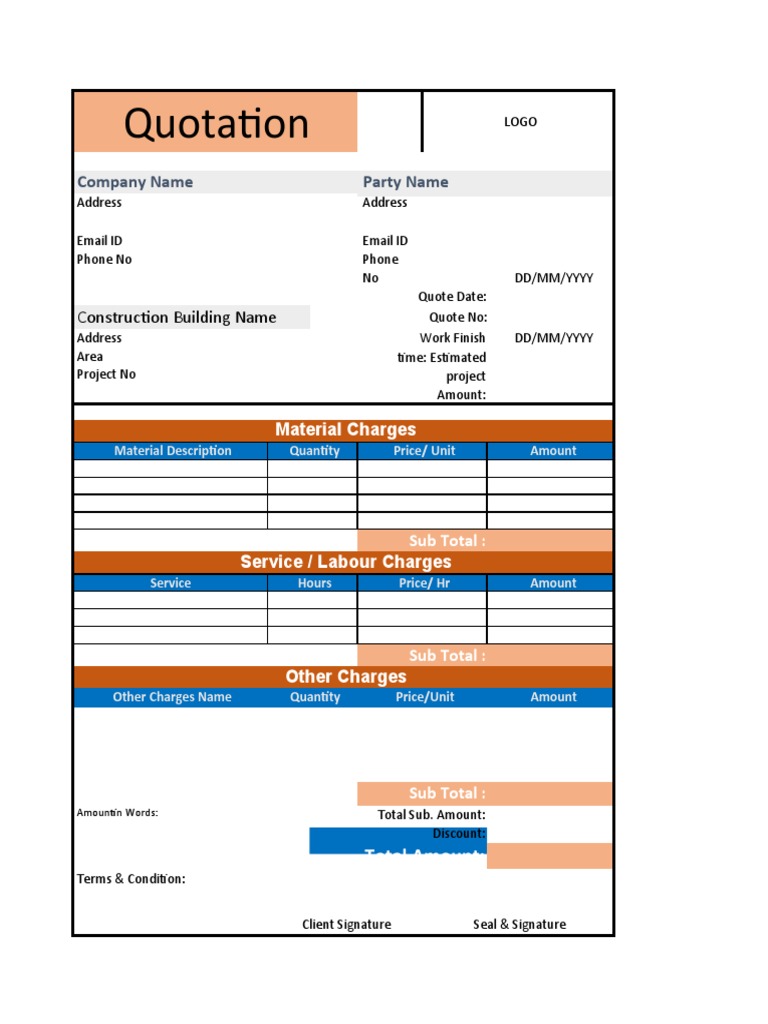 Construction Quotation Template | PDF