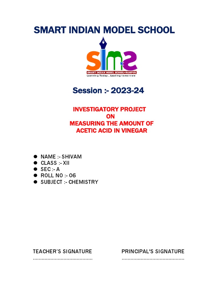 Shivam ... Chem Pro | PDF | Vinegar | Titration
