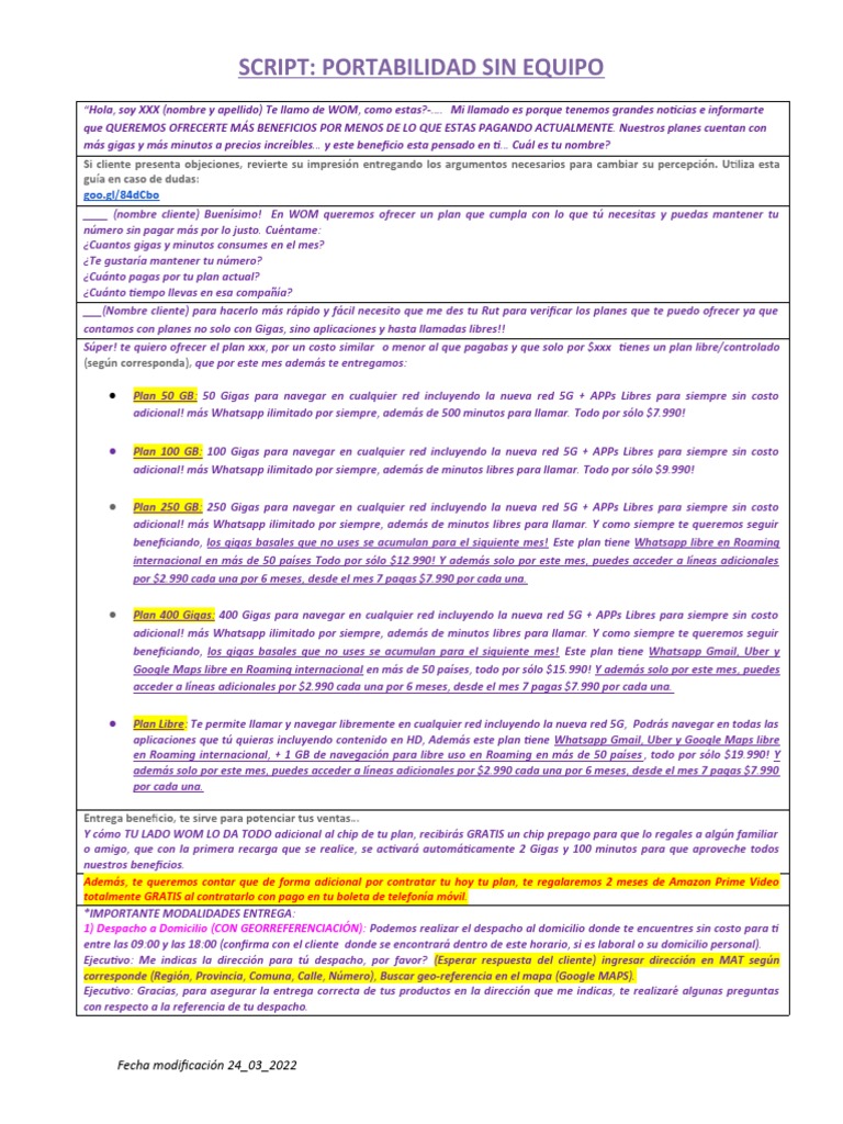 Script Portabilidad Sin equipo_A2 | PDF | Entrega (Comercio) | Código QR
