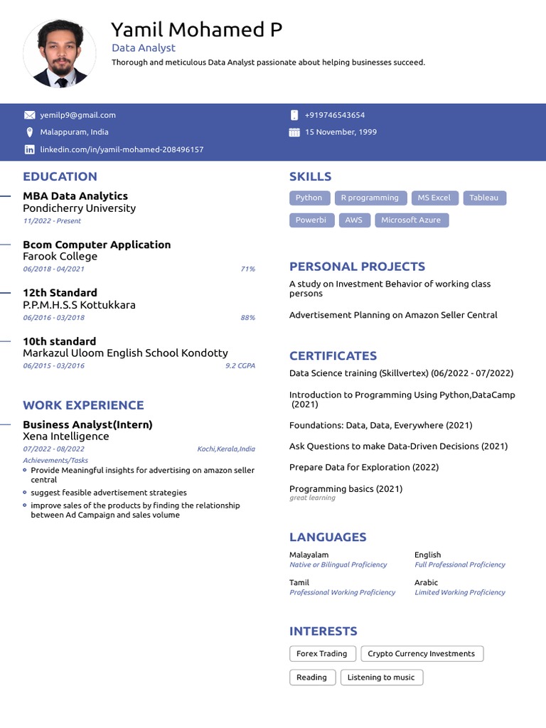 Yamil Mohamed Resume (Old) | PDF | Business | Cognition