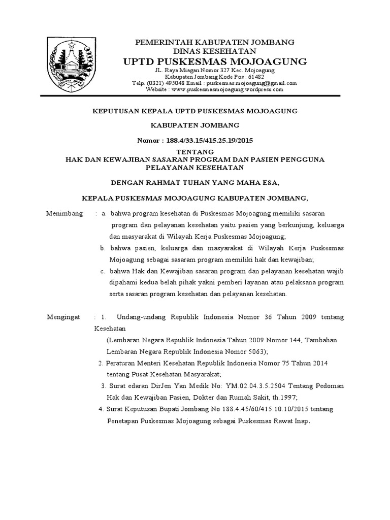 17-EP 2.4.1.1 SK Hak Dan Kewajiban Sasaran Program Dan Pasien Rev | PDF