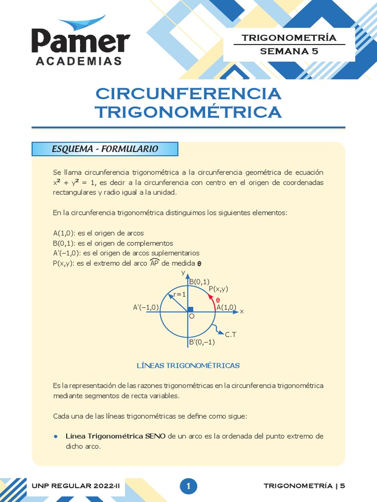 Trigo - Clase5 - UNP - Circunferencia Trigonométrica | PDF | Trigonometría | Funciones ...