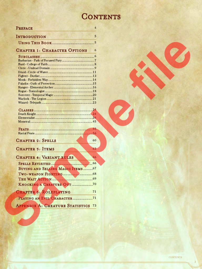 Sample | PDF | Dungeons & Dragons | D20 System