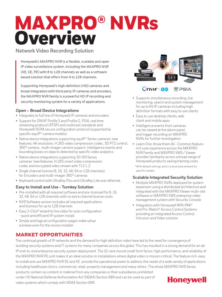 MAXPROÂ® NVRs Family Data Sheet | PDF | Graphics Processing Unit ...