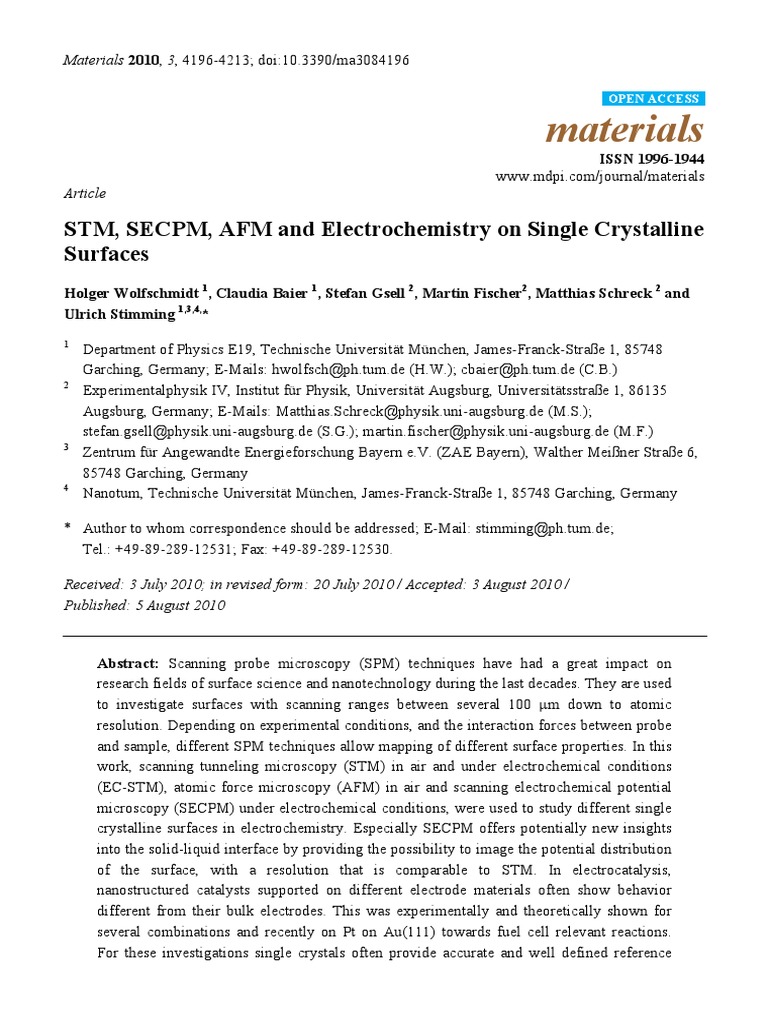 STM, SECPM, AFM and Electrochemistry On Single Crystalline Surfaces ...