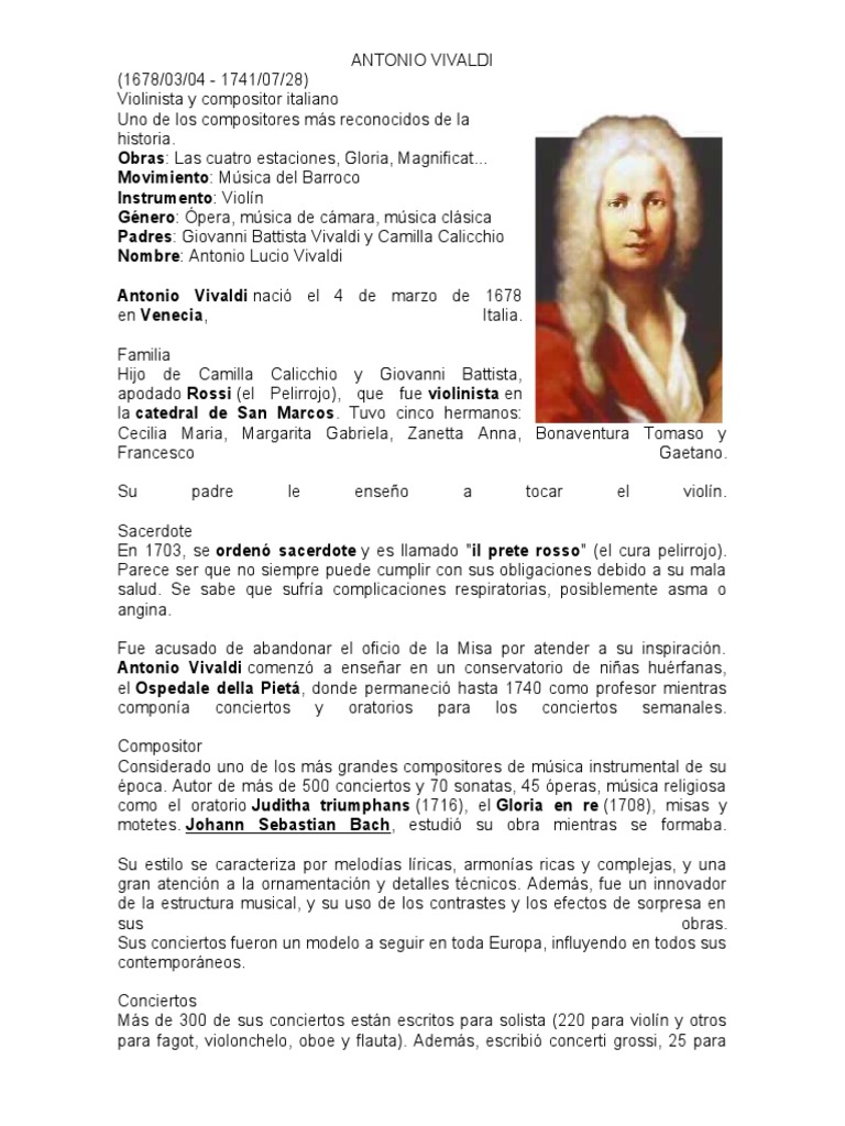 Antonio Vivaldi | PDF | Concierto | Formas musicales