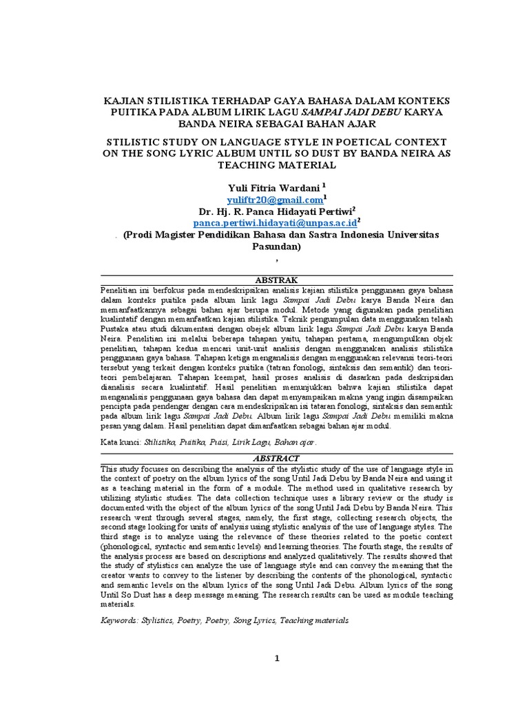 Artikel Yuli Fitria Wardani | PDF | Seni & Disiplin Bahasa