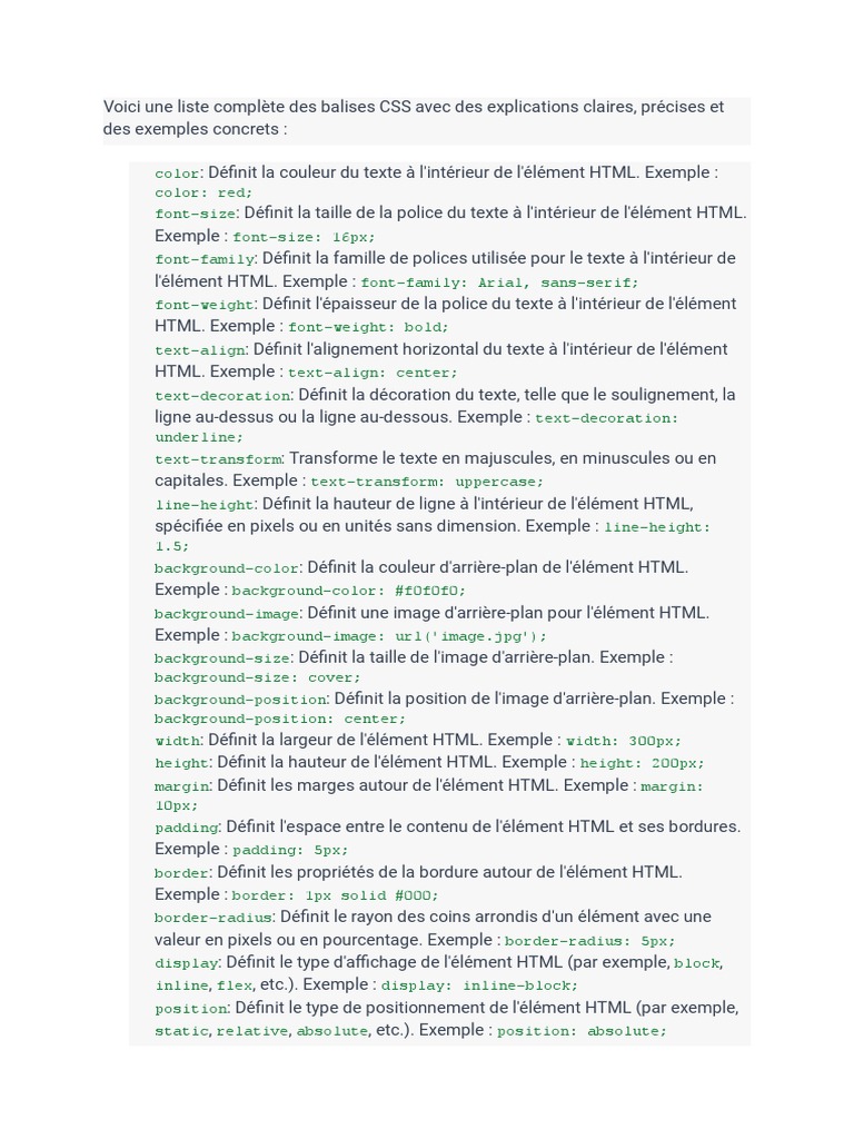 Balises CSS | PDF | Élément HTML | Html