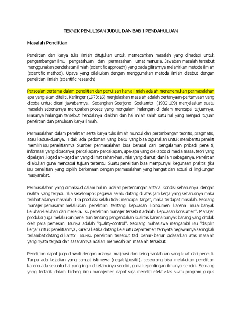 10 - Teknik Penulisan Bab I Pendahuluan | PDF