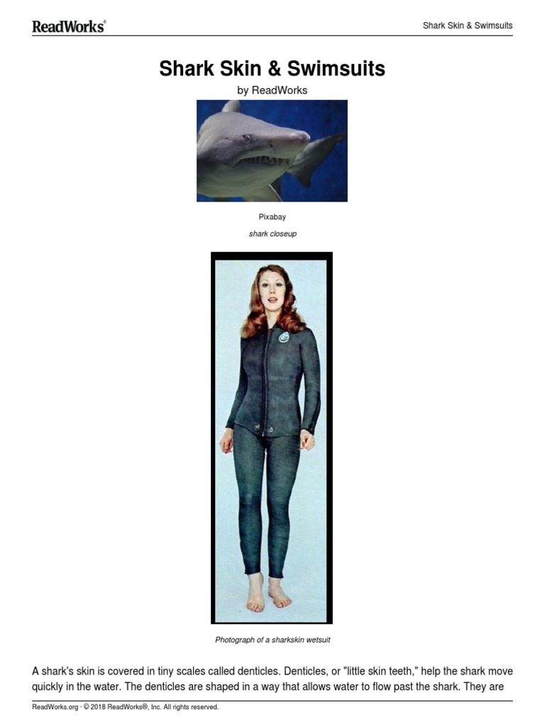 Shark Skin & Swimsuits: by Readworks | PDF | Sharks | Swimsuit