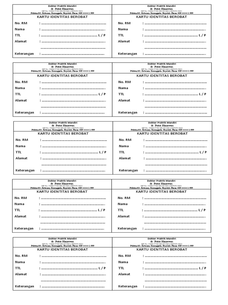 PTT HMW Kartu Identitas Berobat | PDF