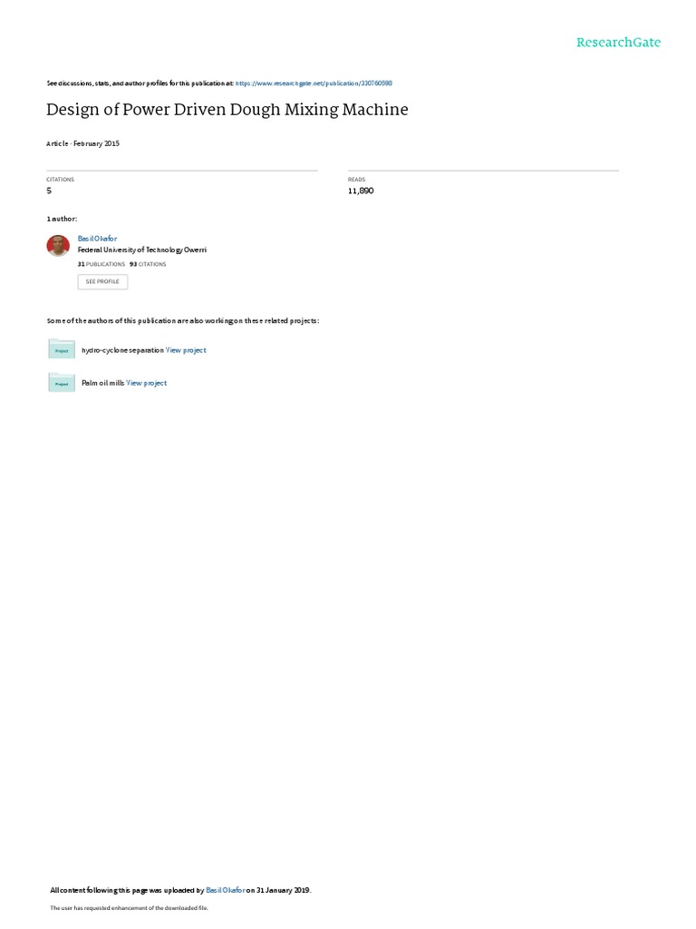 Designof Power Driven Dough Mixing Machine | PDF | Welding | Construction