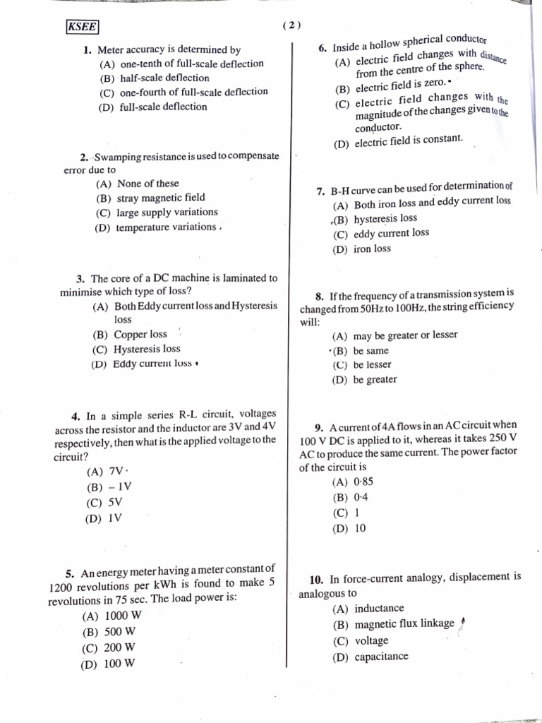 KMC EE 2022 June | PDF | Electric Motor | Capacitor