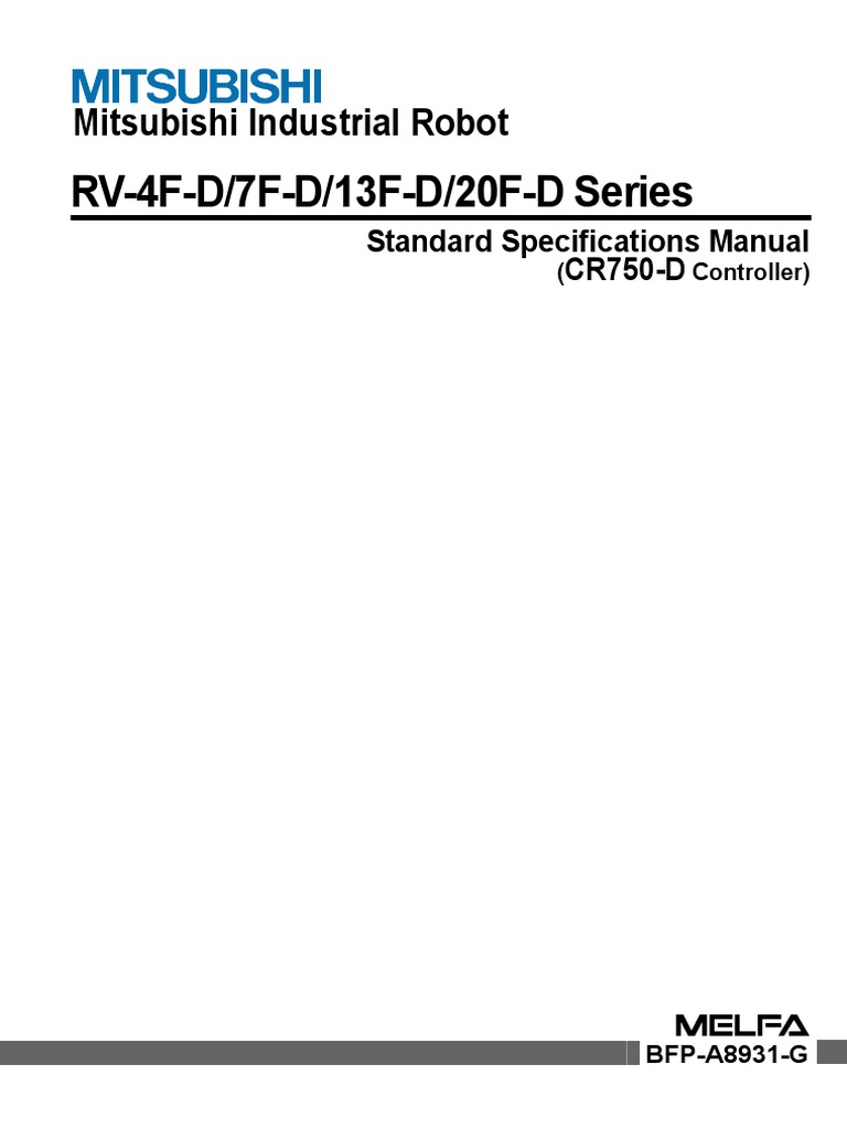 Mitsubishi Rv 4f D7f D13f D20f D Series Standard Specification Manual
